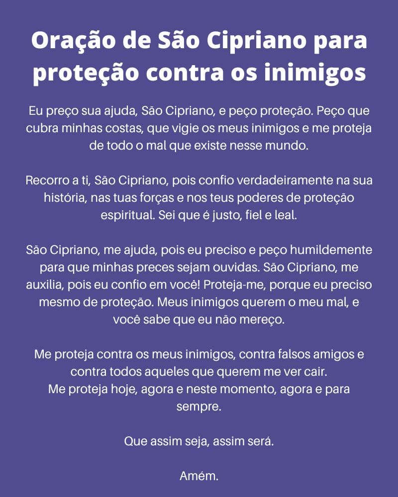 Oração De São Cipriano Para Afastar Inimigos Maismistika